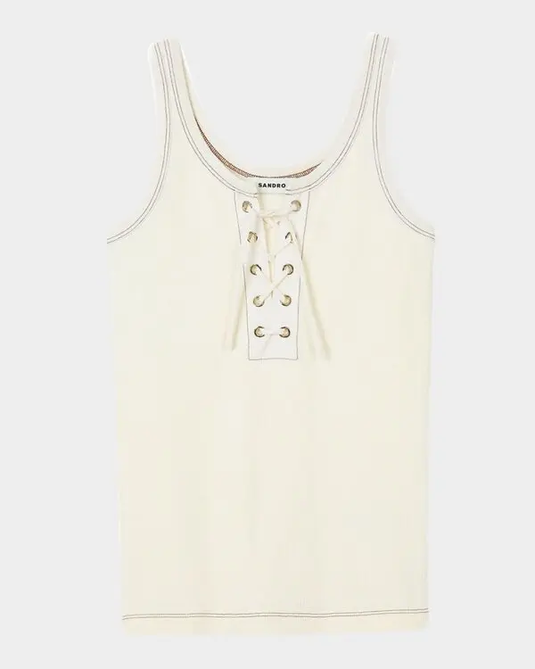 Sandro Safari Lace-up Tank Top
