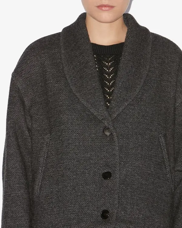 MARANT ETOILE Lanna Virgin Wool Coat - Anthracite