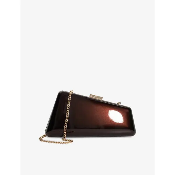 DUNE Patent Faux-leather Asymmetric Clutch