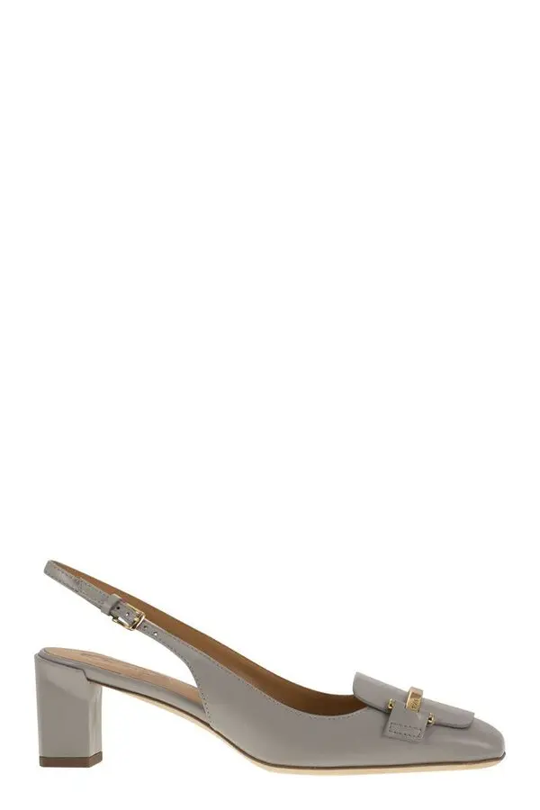 TOD'S Slingback Leather Décollet - Grey