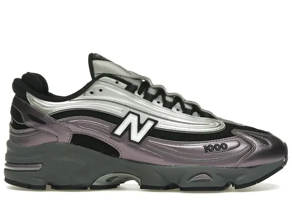 NEW BALANCE 1000 Sneakers - Metallic Silver/dark Ice Wine/black