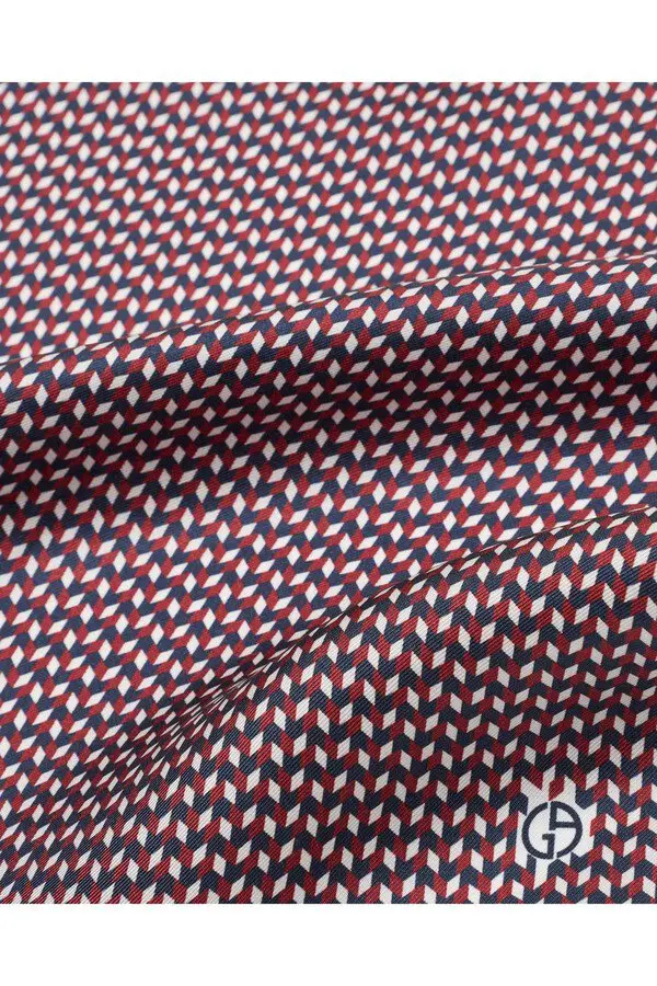 Giorgio Armani Printed Silk Pocket Square - Burgundy