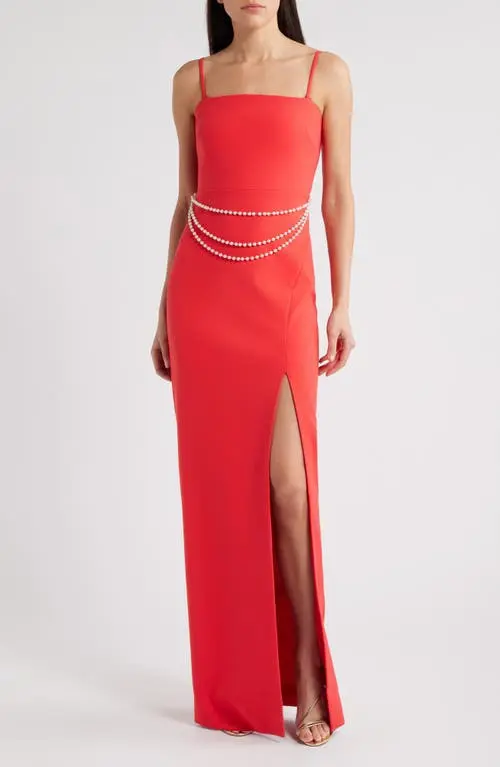 Likely Josie Faux Pearl Belt Detail Column Gown