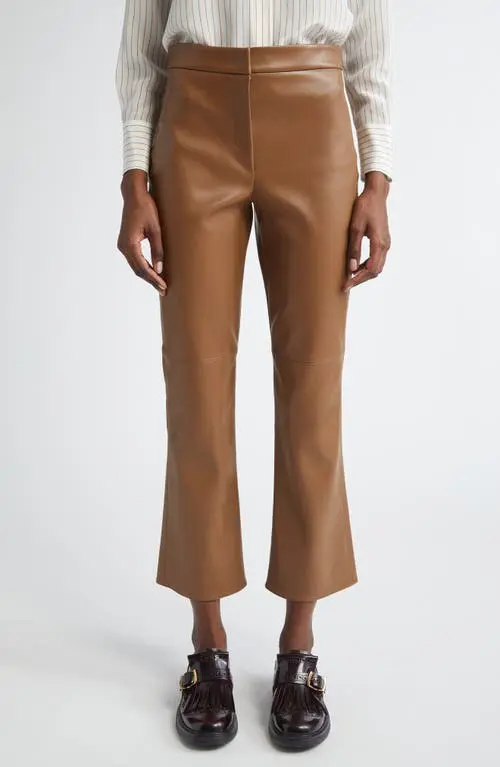 Max Mara Sublime Coated Jersey Flare Leg Ankle Pants - Camel