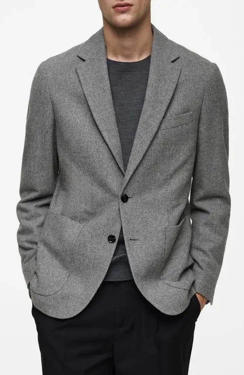 Mango Slim Fit Houndstooth Wool-blend Sport Coat