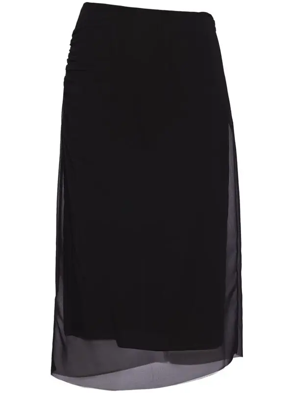 Prada Georgette Midi Skirt - Black