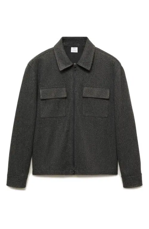 Mango Regular Fit Zip Flannel Jacket