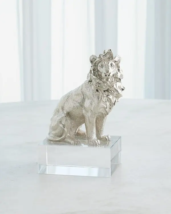 GLOBAL VIEWS Lion Sculpture - Silver