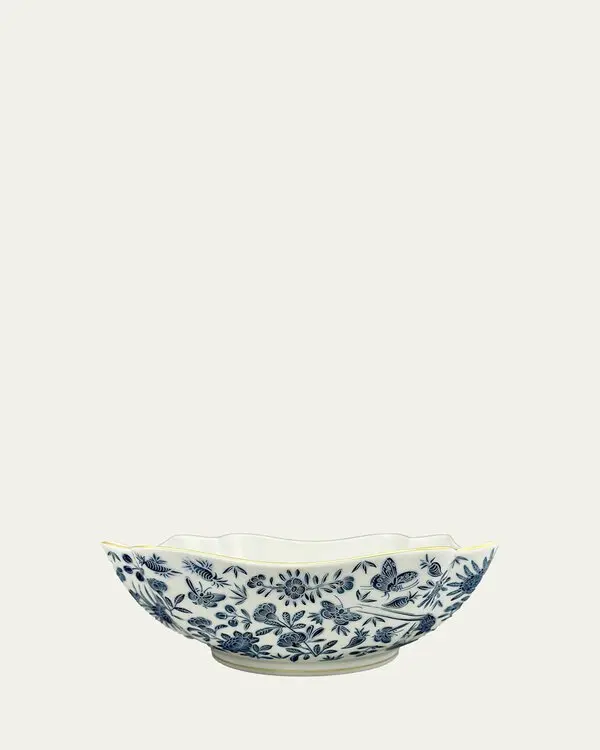 MOTTAHEDEH Sacred Bird & Butterfly Blue Square Bowl, Large