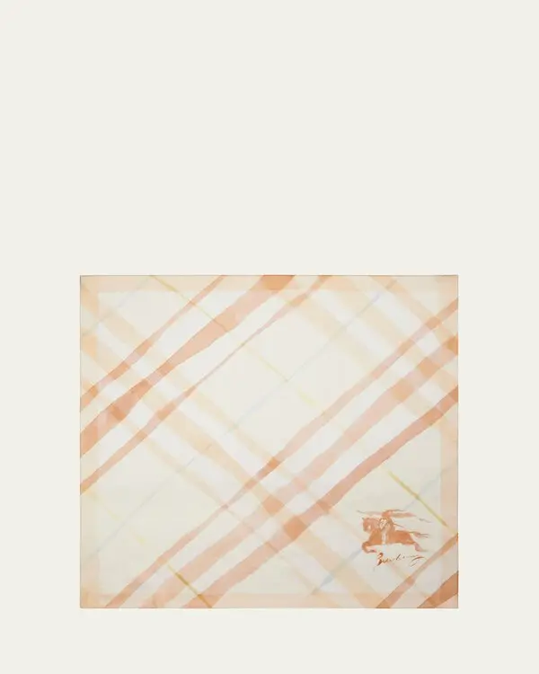 Burberry Watercolor Check-print Silk Scarf - Shell