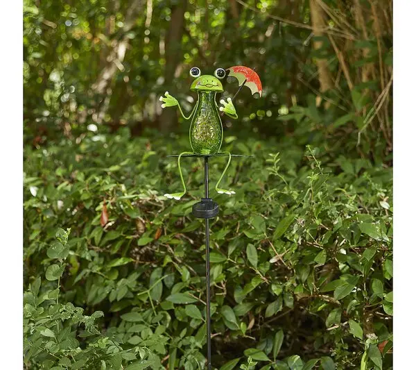GLITZHOME 39' Solar Lighted Frog Garden Stake