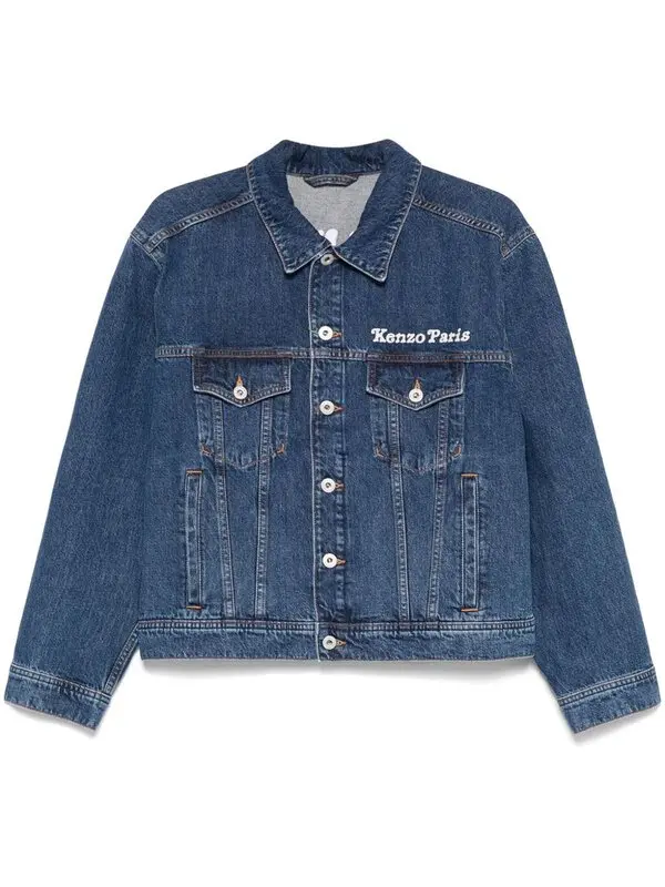 Kenzo Embroidered Denim Jacket - Medium Stone Blue