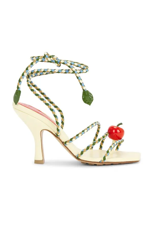 Bottega Veneta Adam Lace Up Sandal - Buff Winds  Avocado  & Dark Praline