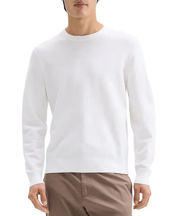 Theory Riland Crew Grid Sweater - White