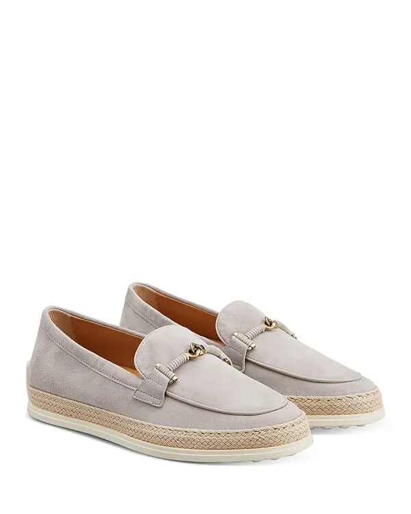 TOD'S Suede Loafer Flats - Light Gray