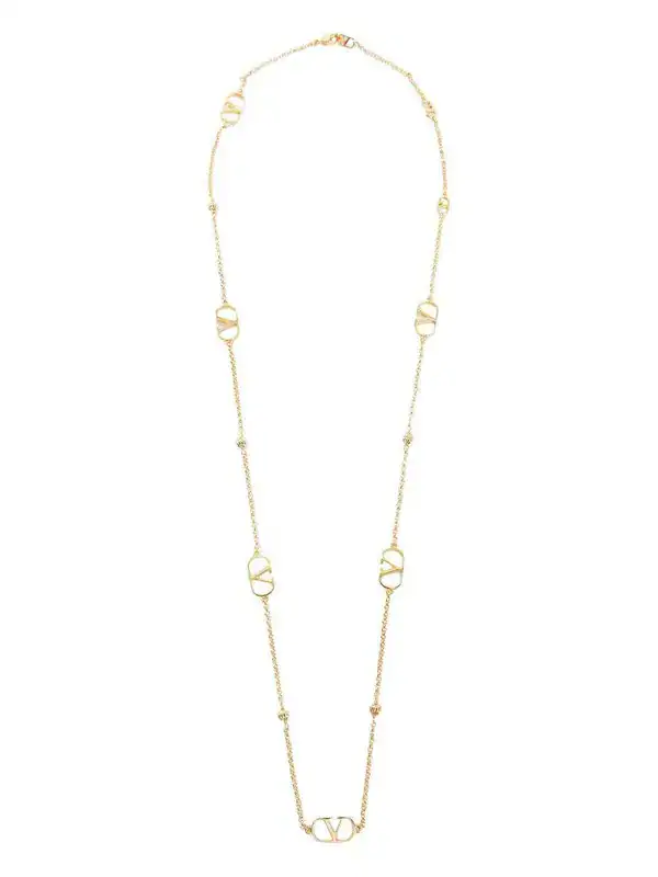 Valentino Garavani Vlogo Polish-Finish Necklace - Gold | Editorialist