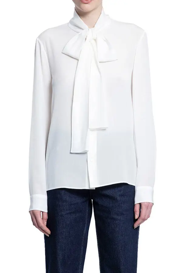 Burberry Tie-neck Silk Shirt