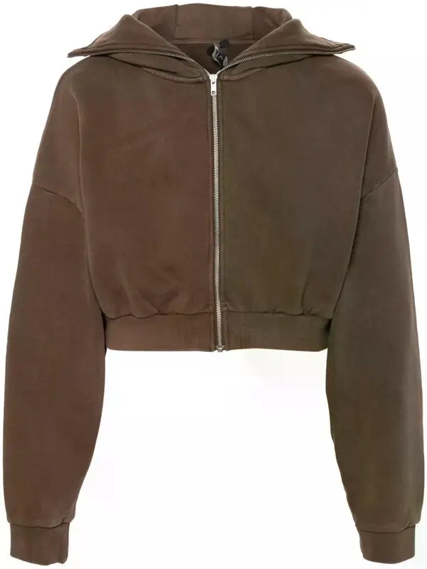 ENTIRE STUDIOS Cropped Zip-up Hoodie - Brown