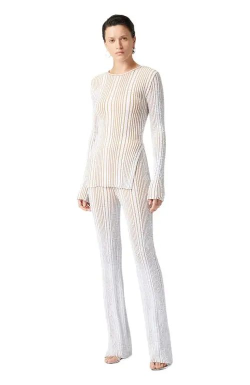 Missoni Ribbed Sequined Palazzo Trousers - White & Beige
