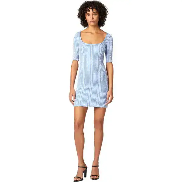 claudia blue dress Aura Girl Square Neckline Mini Dress Navy main image 0