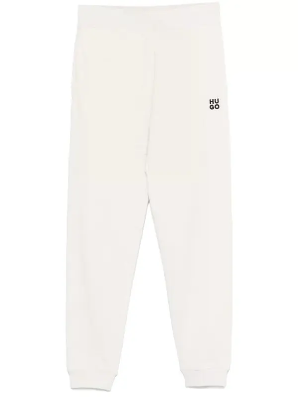 Hugo Boss Stacked-logo Cotton Track Pants - Neutrals