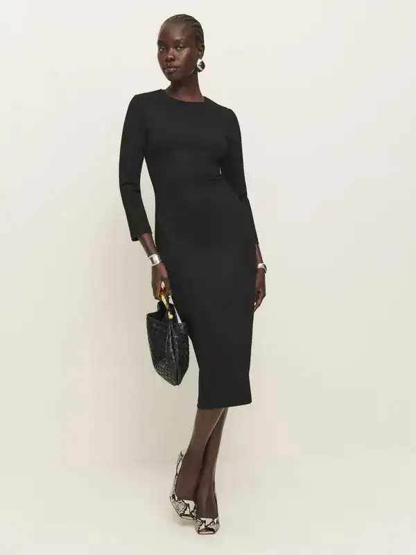 Reformation Millie Knit Midi Dress In Black - 70% Off | Editorialist