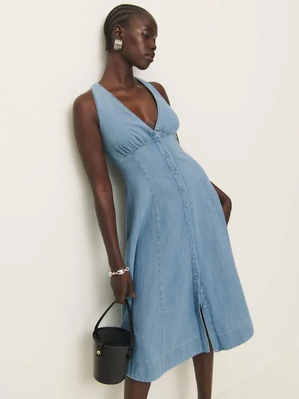REFORMATION Sebastien Denim Midi Dress - Savannah