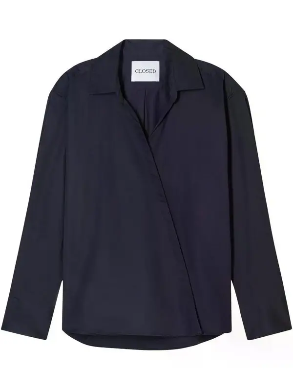 Closed Asymmetric Poplin Blouse