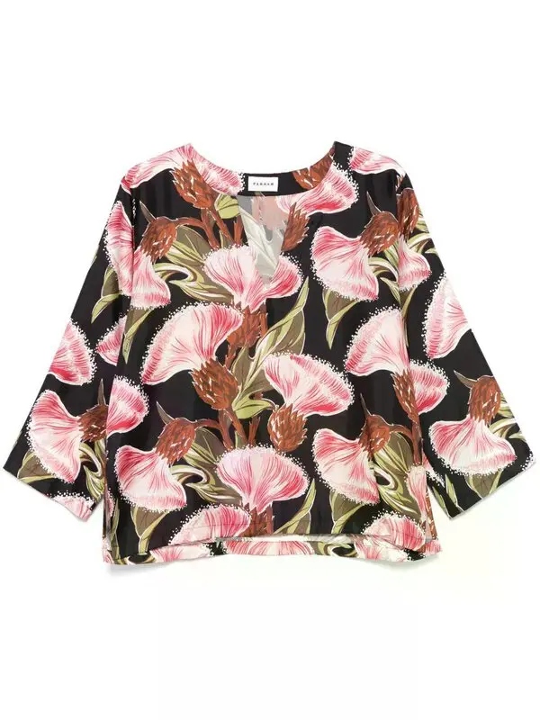 P.a.r.o.s.h Floral-print Blouse - Black