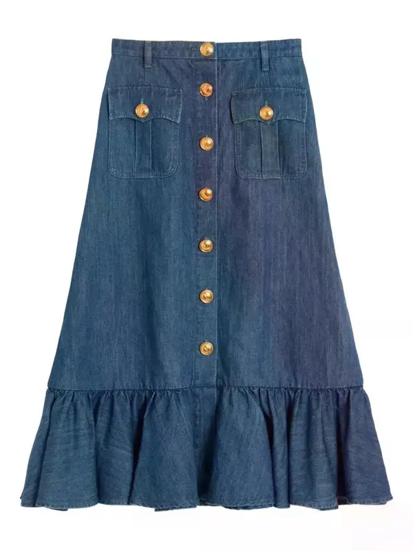 Valentino Garavani Denim Midi Skirt - Blue