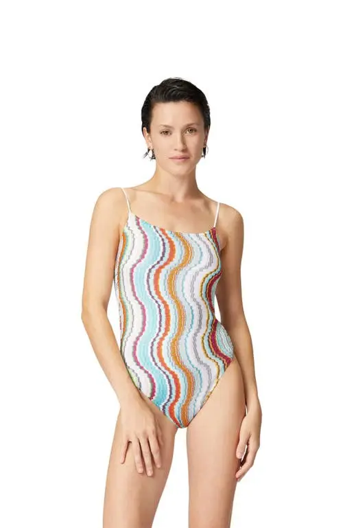 Missoni Lamé Wave Pattern One-piece Swimsuit - Multicoloured