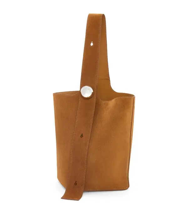 Loewe Large Suede Pebble Bucket Bag - Brown