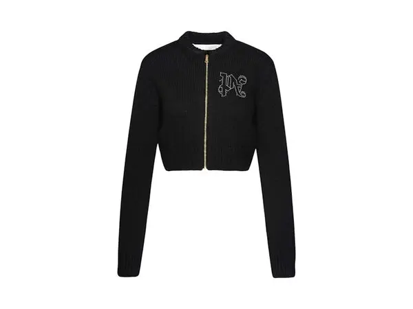Palm Angels Monogram Stud Zip Sweater