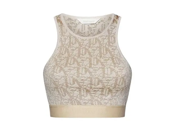 Palm Angels Monogram Jacquard Knit Bra - Beige