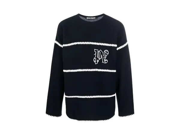 Palm Angels Pa Monogram Striped Sweater - Blue