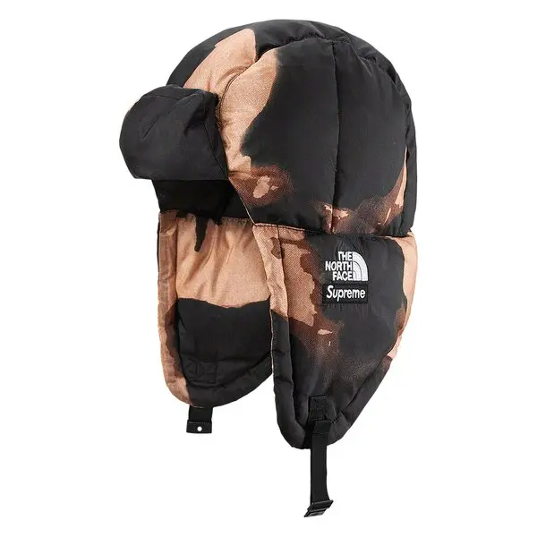 Supreme X The North Face Bleached Denim Print Nuptse Trooper - Black