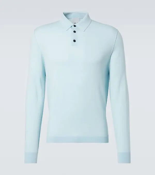 ALLUDE Virgin Wool Polo Sweater - Blue