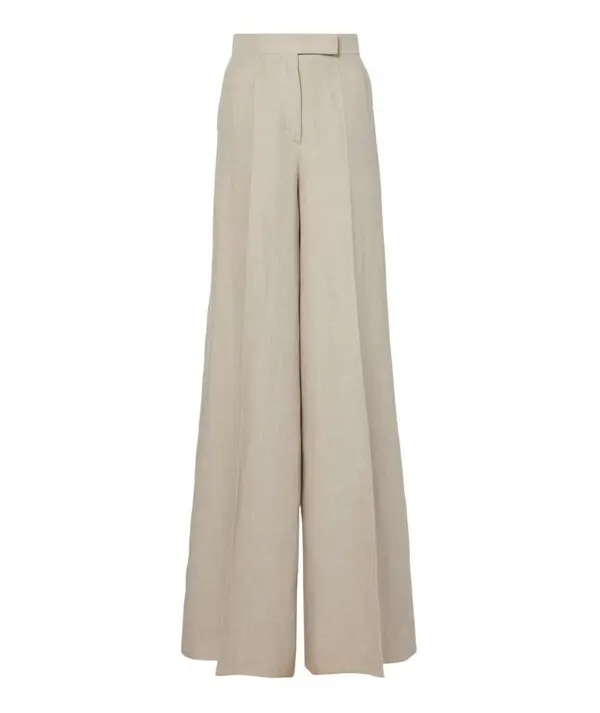 Max Mara Sequoia High-rise Wide-leg Linen Pants - Beige