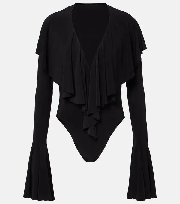 Norma Kamali Ruffled Bodysuit - Black