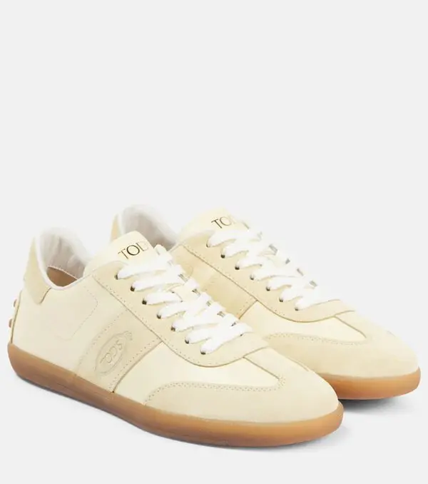TOD'S Tabs Leather And Suede Sneakers - Yellow