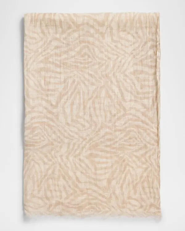 Brunello Cucinelli Zebra-print Linen Scarf