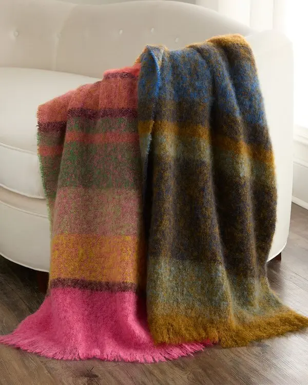 DESIGNERS GUILD Mikome Mohair/wool Throw, 51" X 75 - Fuchsia