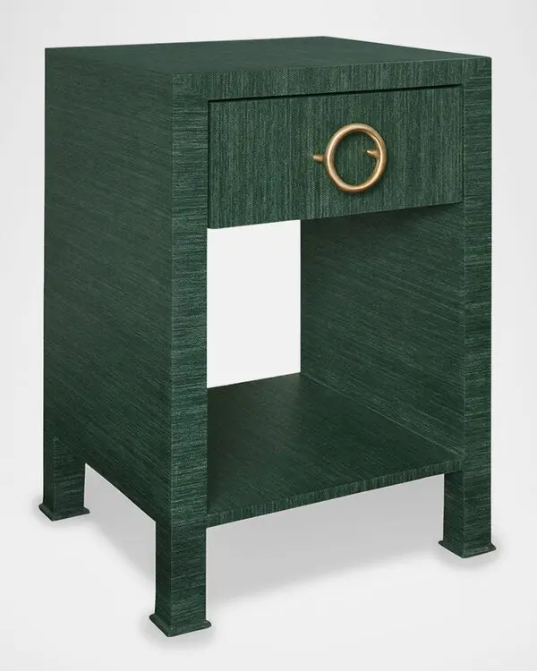 WORLDS AWAY Malcom Grasscloth Side Table