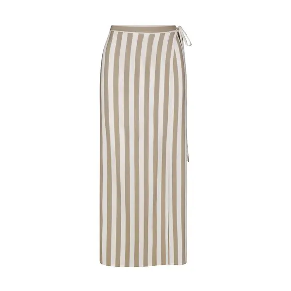 ANEMOS Wrap Maxi Skirt - Natural & White Stripe