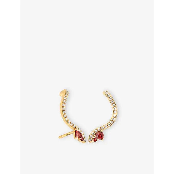 ASTRID & MIYU Serpent Climber Stud Earrings - Gold