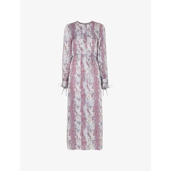 Whistles Woven Snake-print Midi Dress - Multi-coloured