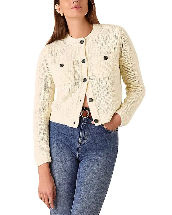Whistles Textured Cardigan - Ivory