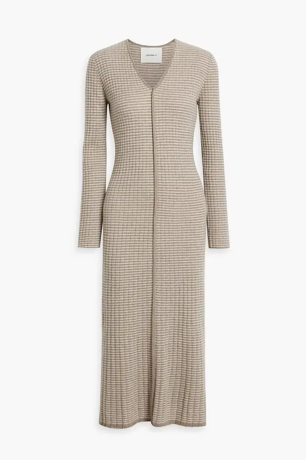 LISA YANG Lilo Striped Cashmere Midi Dress