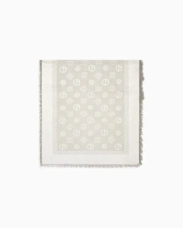 Giorgio Armani Monogram Jacquard Virgin-wool And Silk Stole - Beige