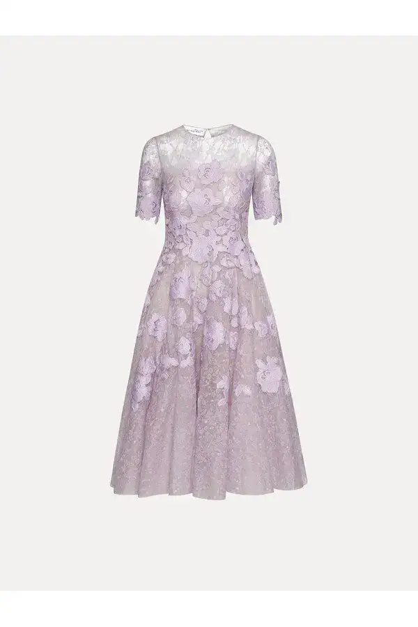 Oscar De La Renta English Rose Guipure Lace Midi Dress In Floral - 50% Off  | Editorialist